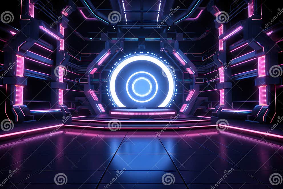 Disco of the Future in Neon Colors Mocap Pavilion Stock Illustration ...