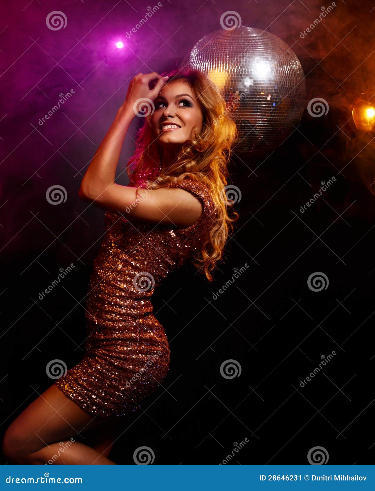 Disco girl stock image. Image of mirrorball, dancing - 28646231