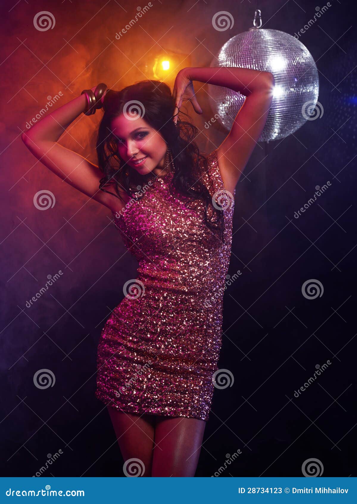 Disco girl stock image. Image of mirrorball, dance, discoball - 28734123