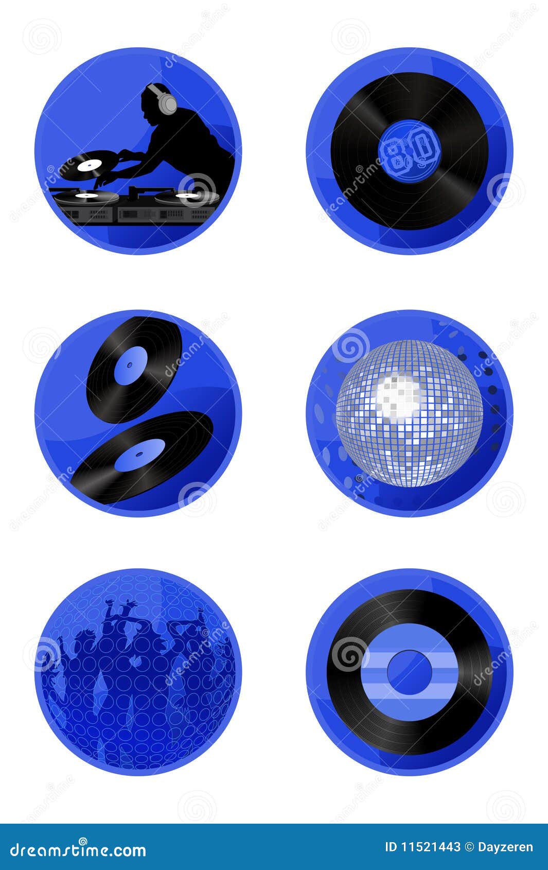 Disco Icons stock vector. Illustration of graphic, party - 11521443
