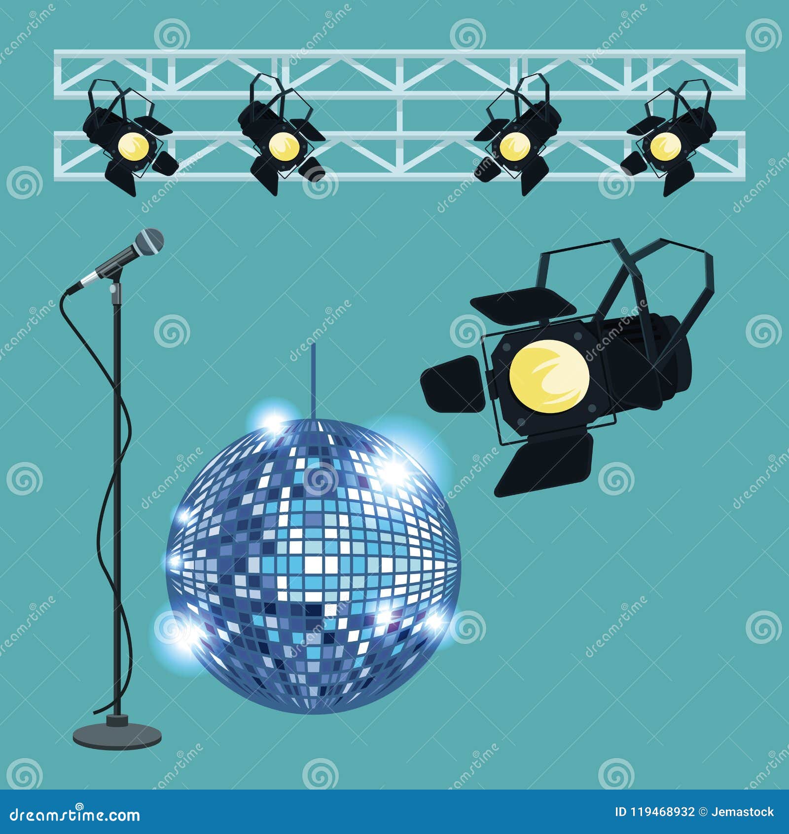 Disco interior stage stock vector. Illustration of retro - 119468932