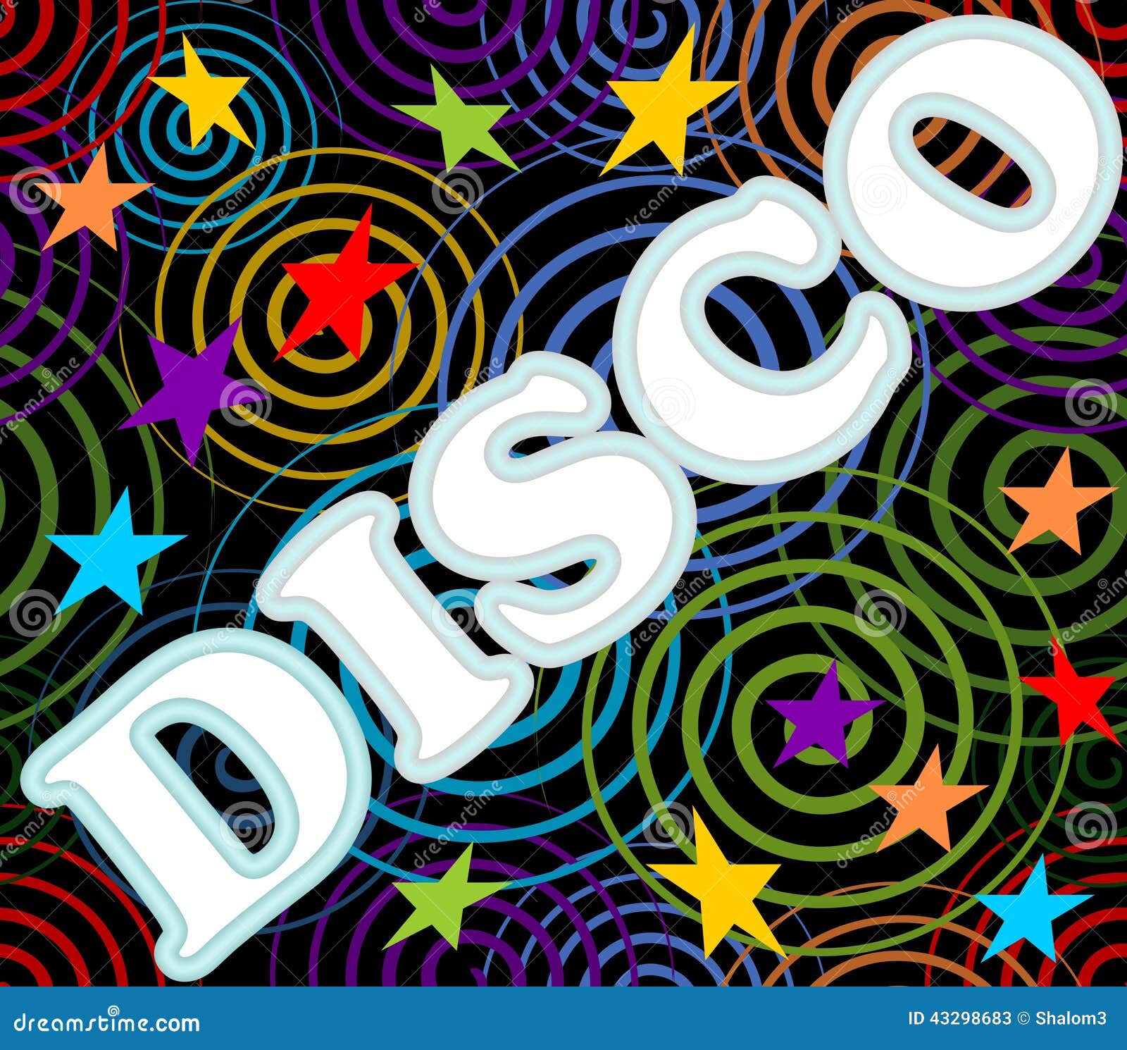 Disco Label on the Black Background with Spiral and Stars Stock ...