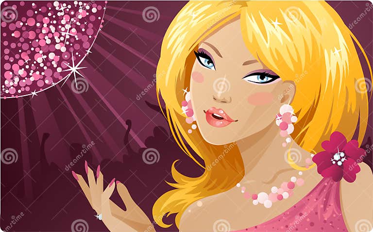 Disco lady stock vector. Illustration of indoors, magenta - 7982349