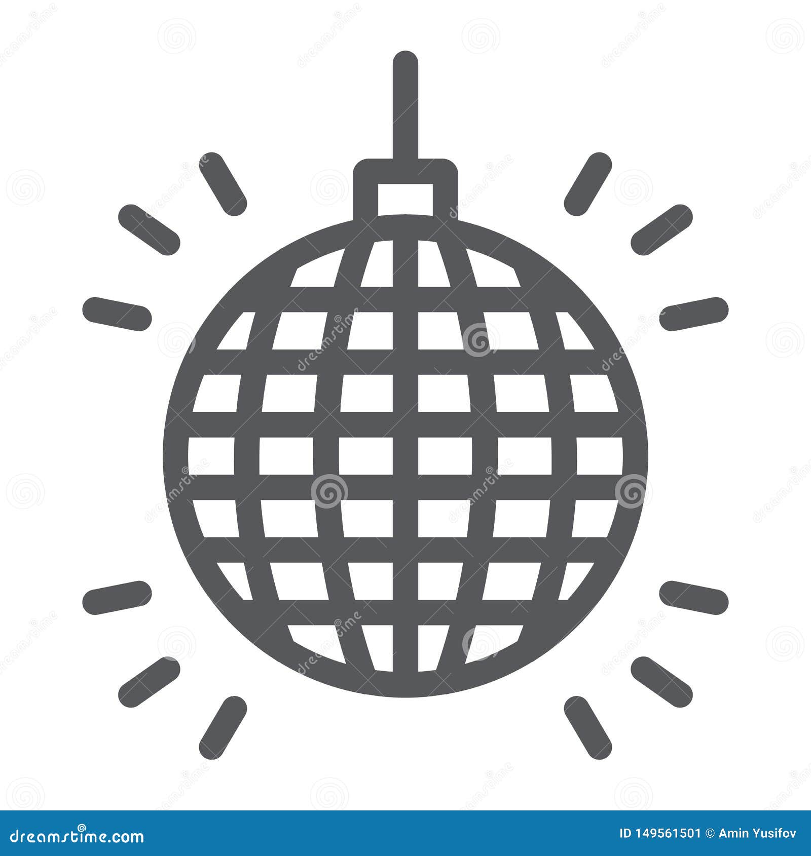Disco Line Icon, Decor and Celebration, Party Ball Sign, Vector ...