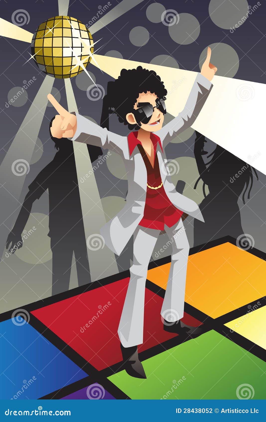 Disco man stock vector. Illustration of lights, dancing - 28438052