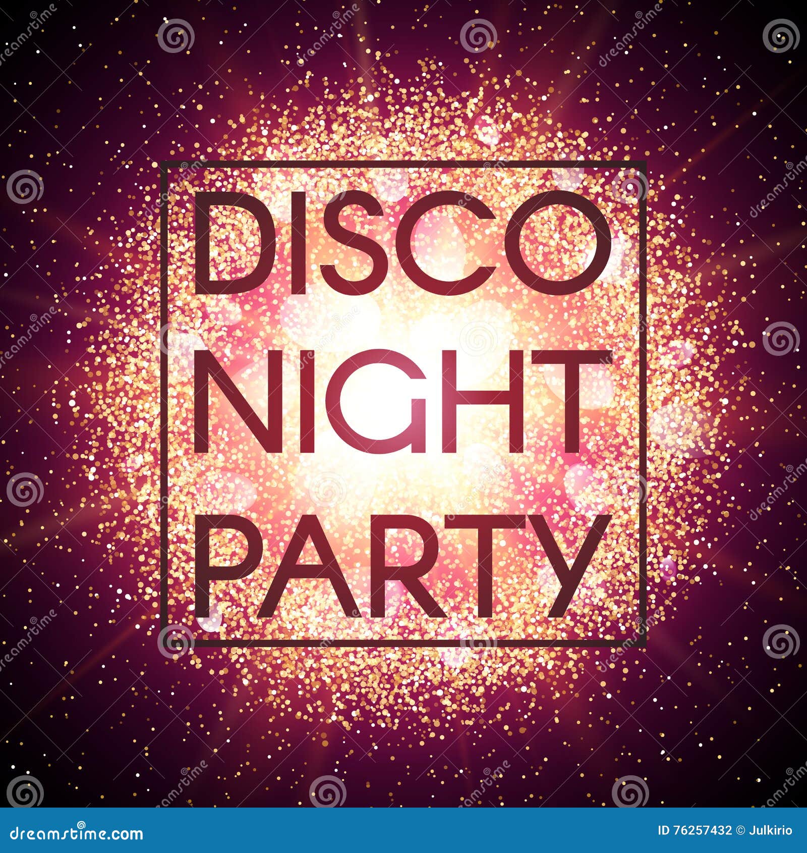 Disco Night Party Banner on Abstract Explosion Background with Gold ...