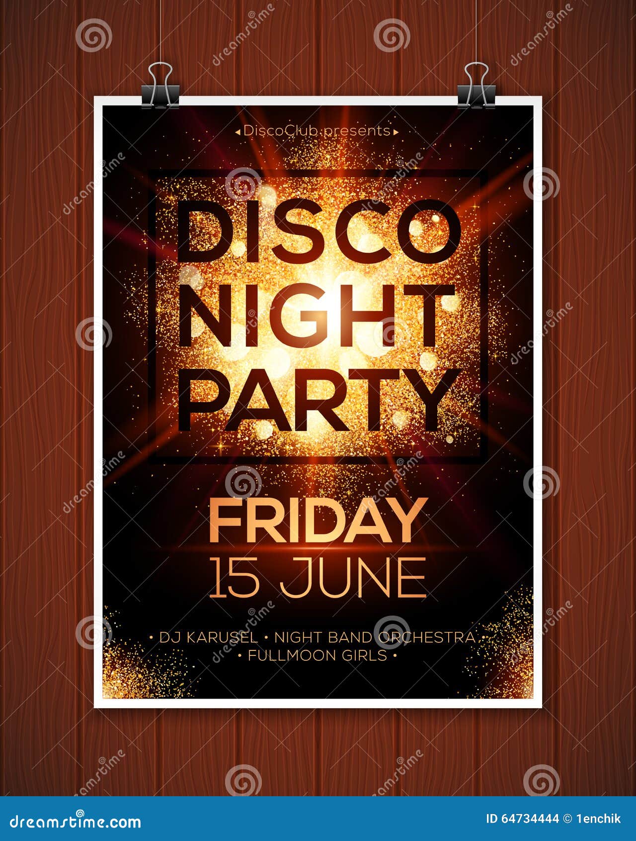 Disco Night Party Poster Template with Shining Stock Vector ... Disco Night Party Poster Template with Shining Stock Vector ...