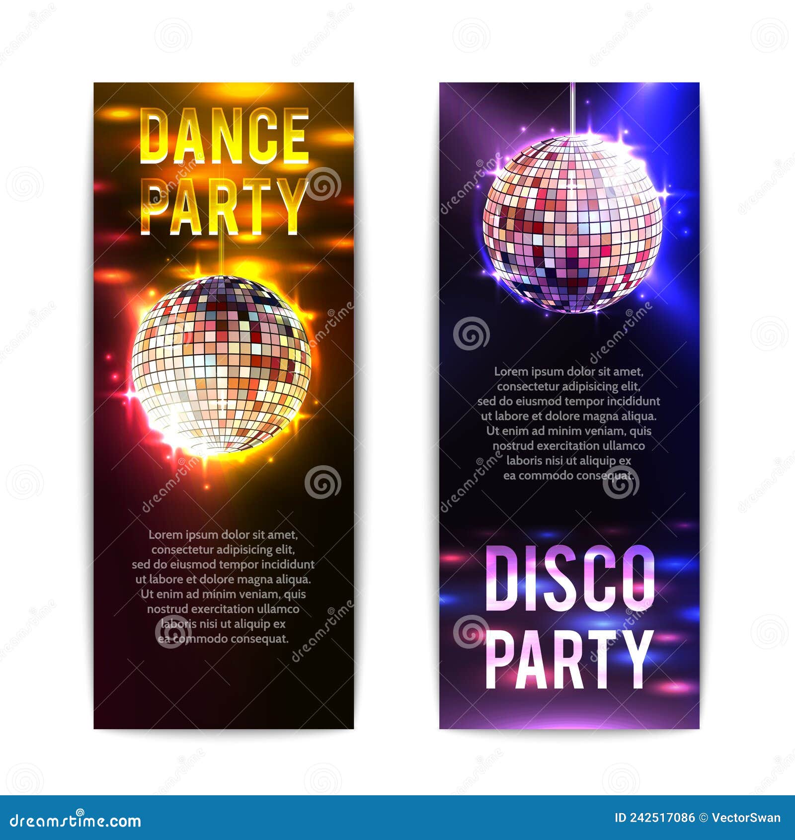 Disco Party Banners Vertical Stock Vector - Illustration of decor ...
