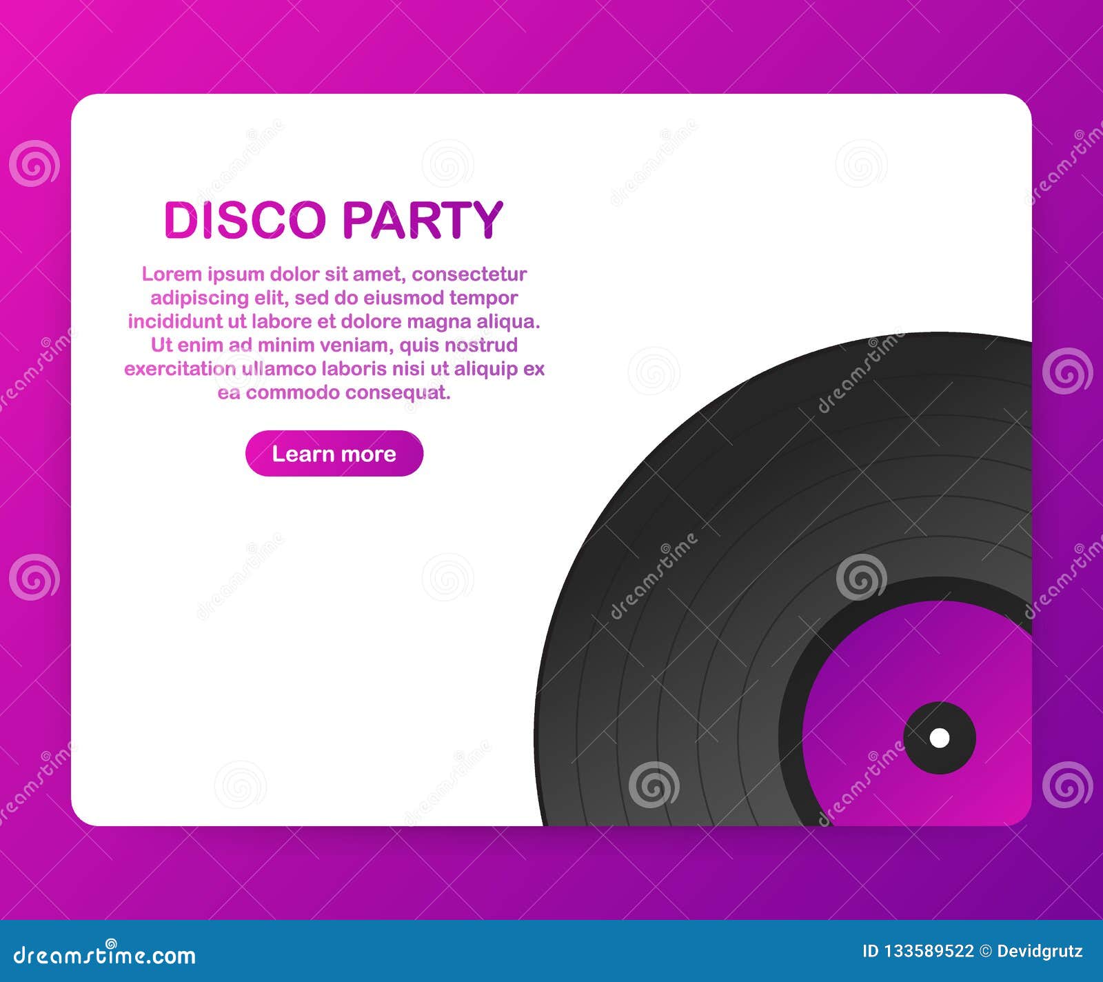 Disco Party Poster with Retro Design Elements. Vector Illustration ...