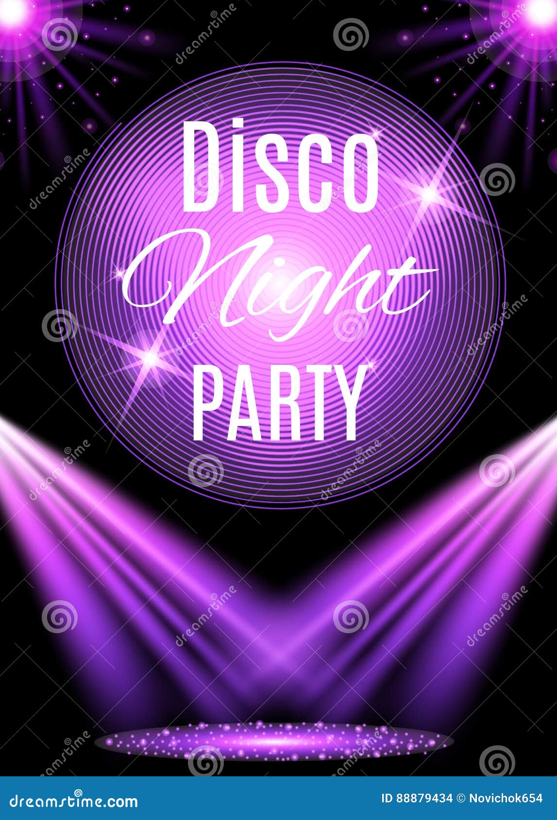 Disco Party Poster Template with Shining Element. Stock Vector ...