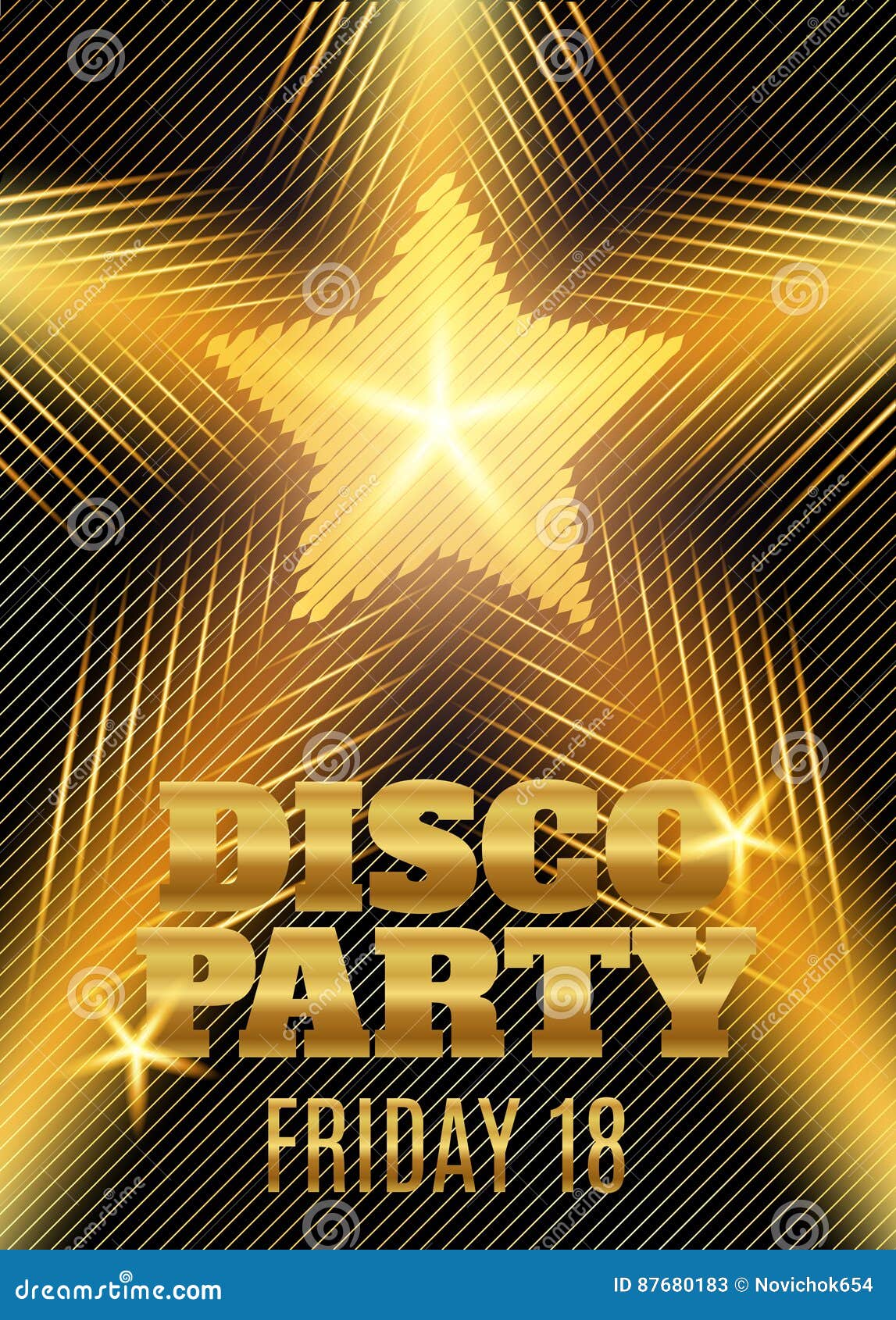 Disco Party Poster Template with Shining Gold Star. Stock Vector ... Disco Party Poster Template with Shining Gold Star. Stock Vector ...