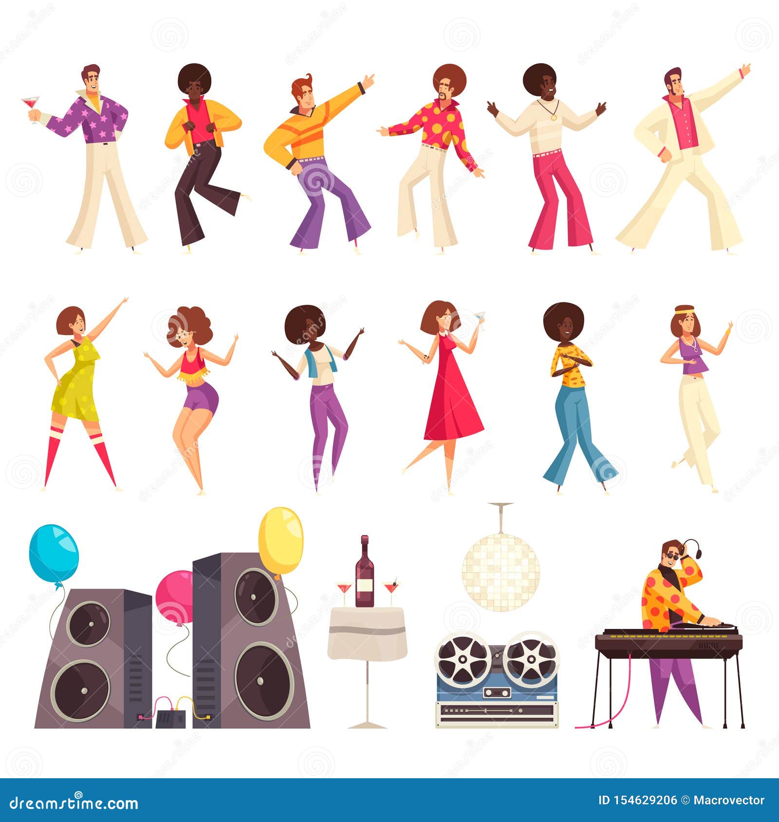 Disco Party Set stock vector. Illustration of moving - 154629206
