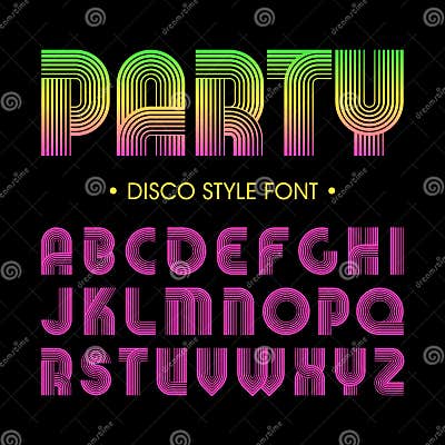 Disco party style font stock vector. Illustration of font - 59202246