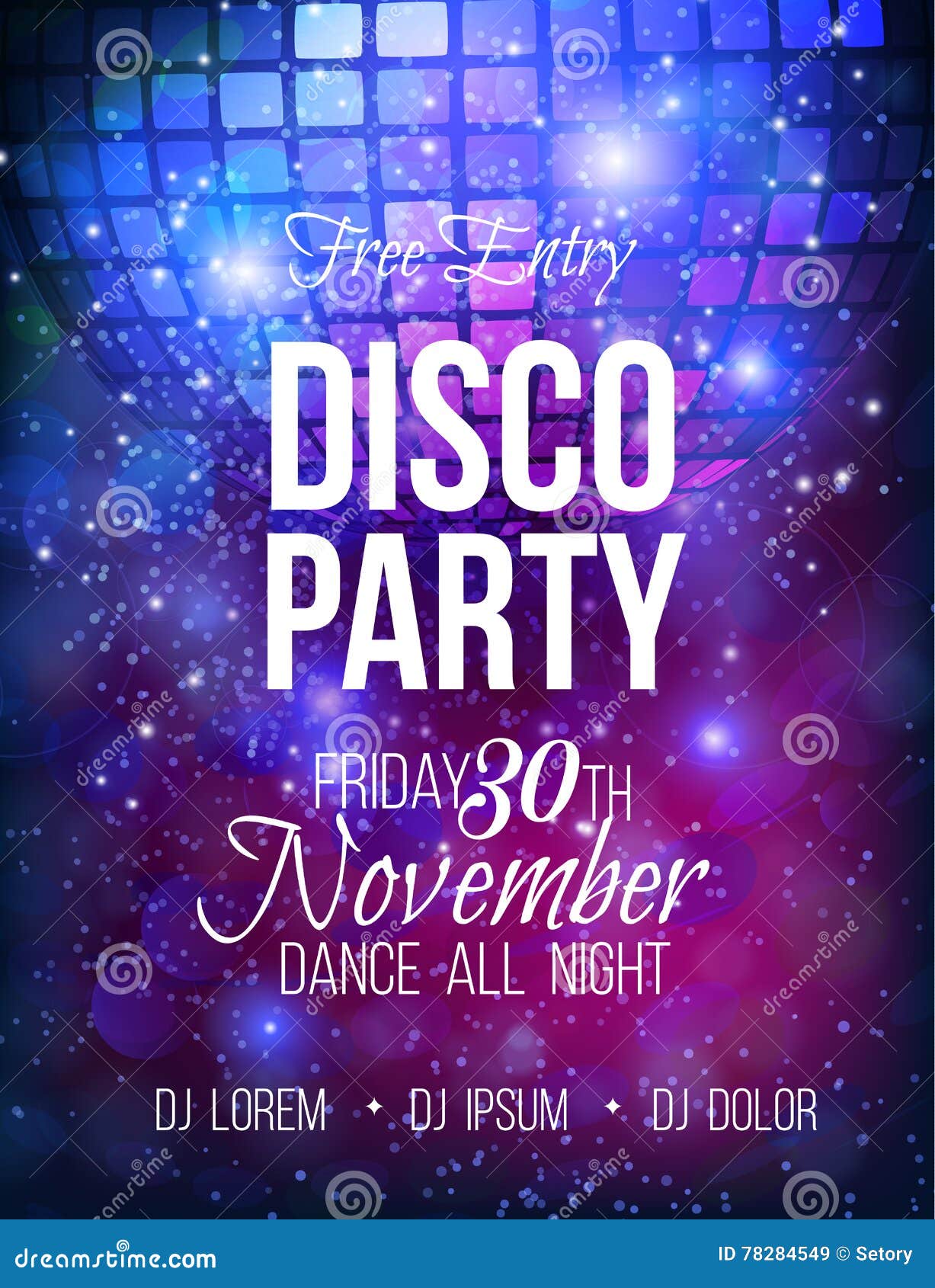 Disco Party Vector Poster Template Stock Vector - Illustration of flyer ...