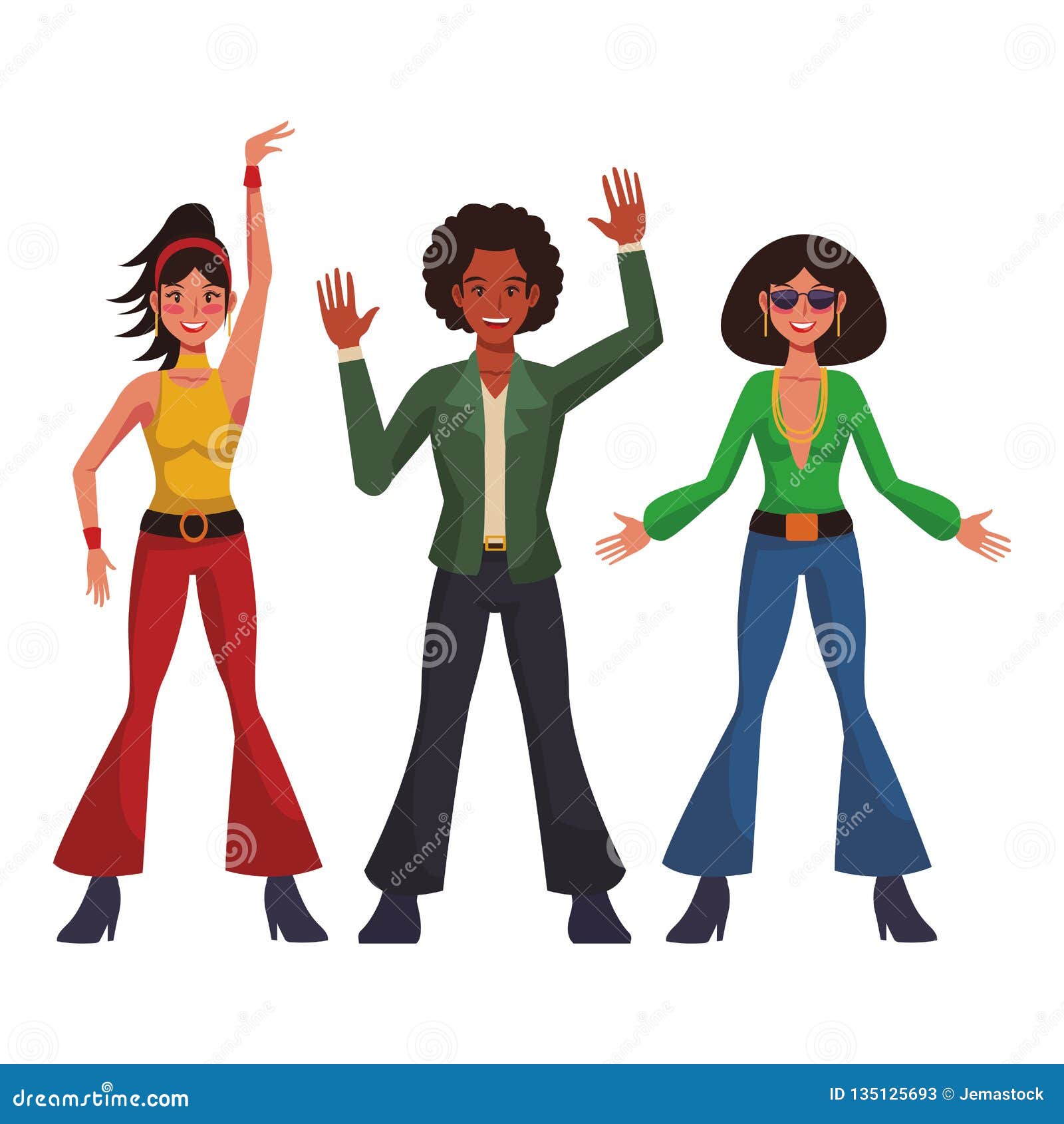 Disco people cartoon stock vector. Illustration of dancing - 135125693
