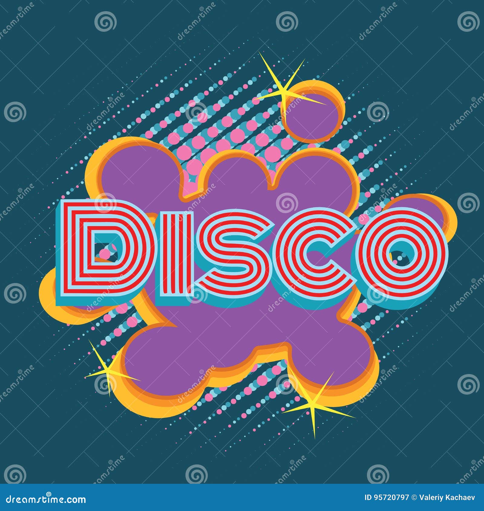 Disco pop art lettering stock vector. Illustration of curve - 95720797
