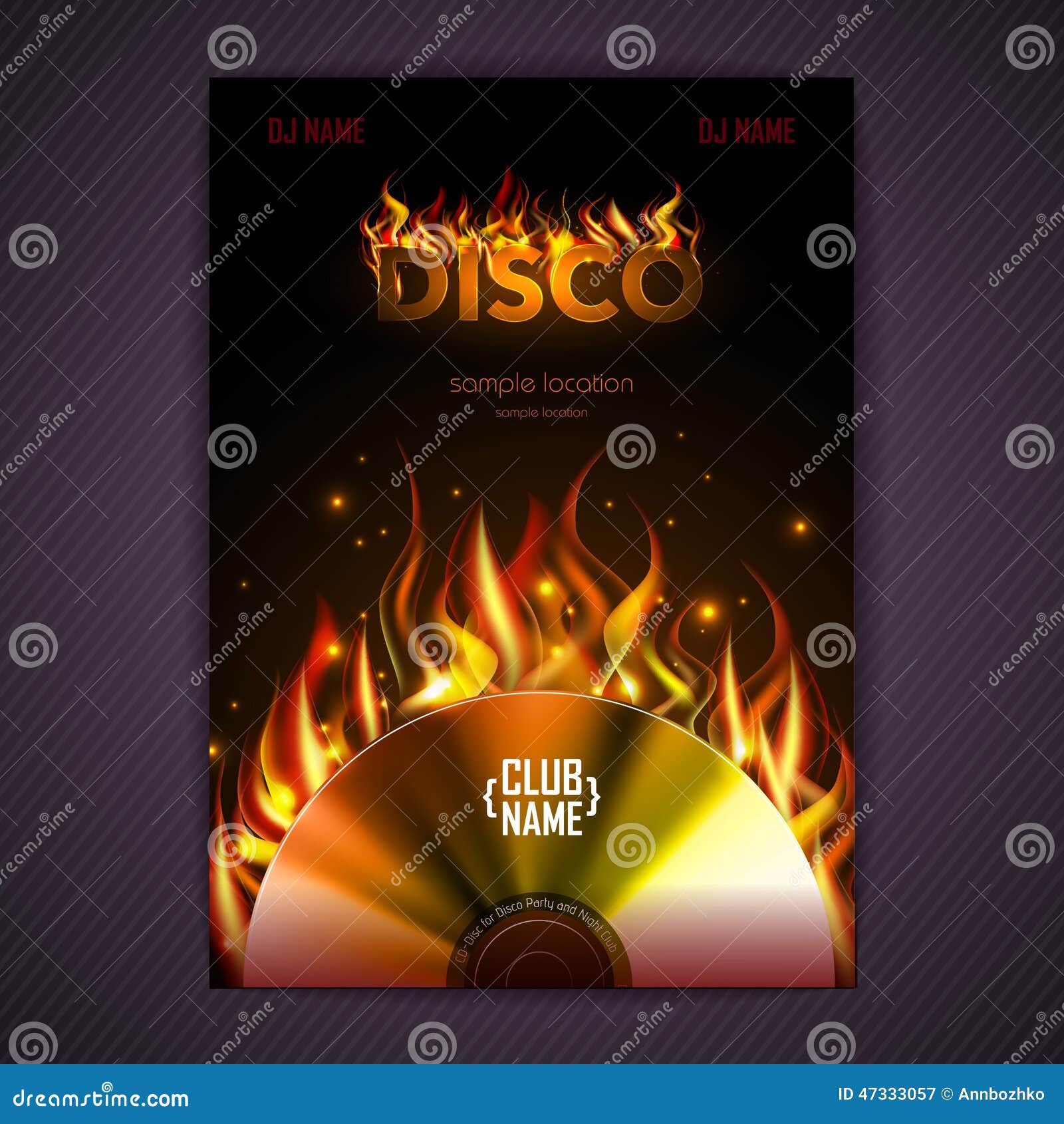 Disco Fire Background. Burning Disck Or Record Vector Illustration ...