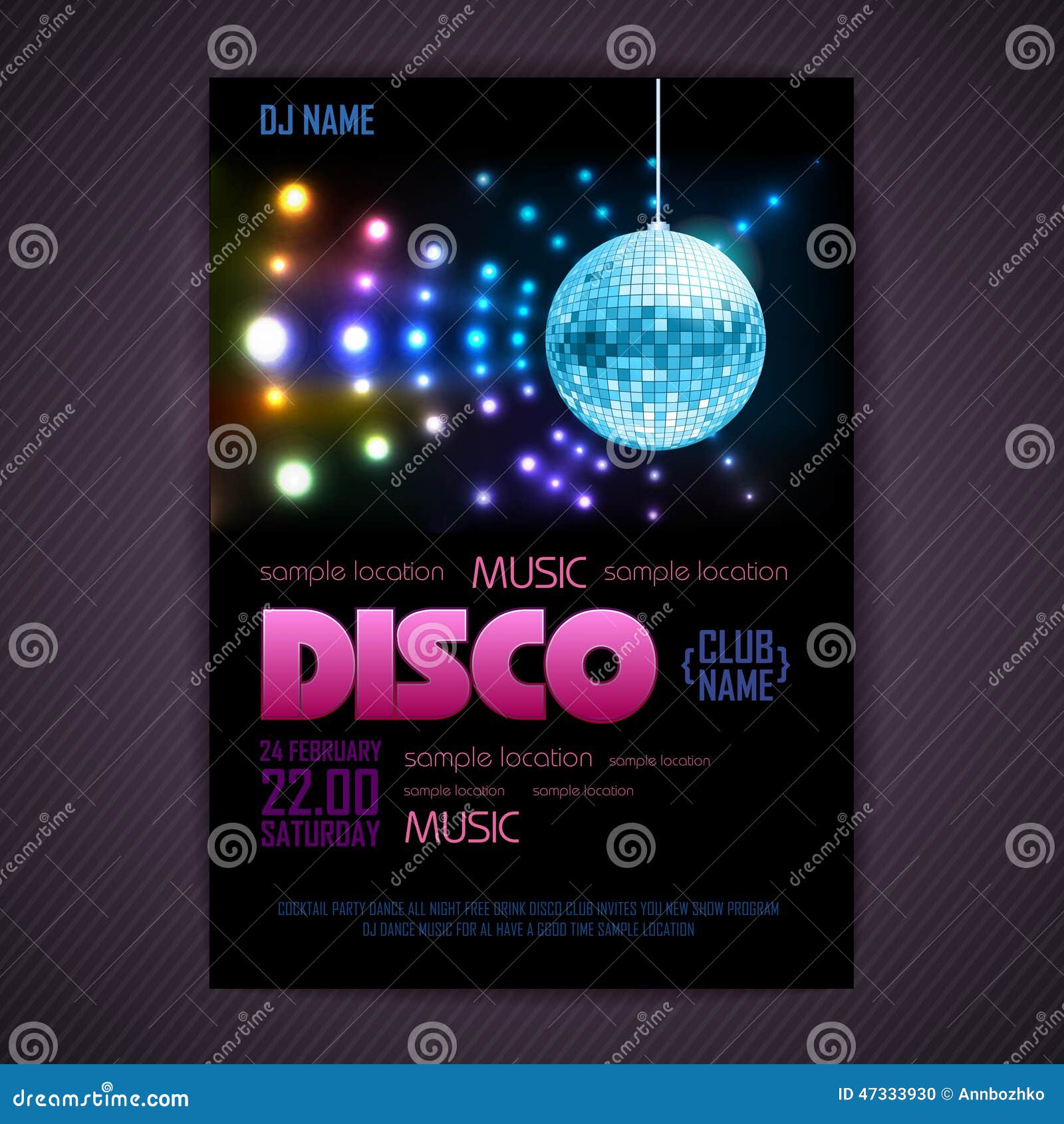 Disco Poster. Disco Background. Cartoon Vector | CartoonDealer.com ...