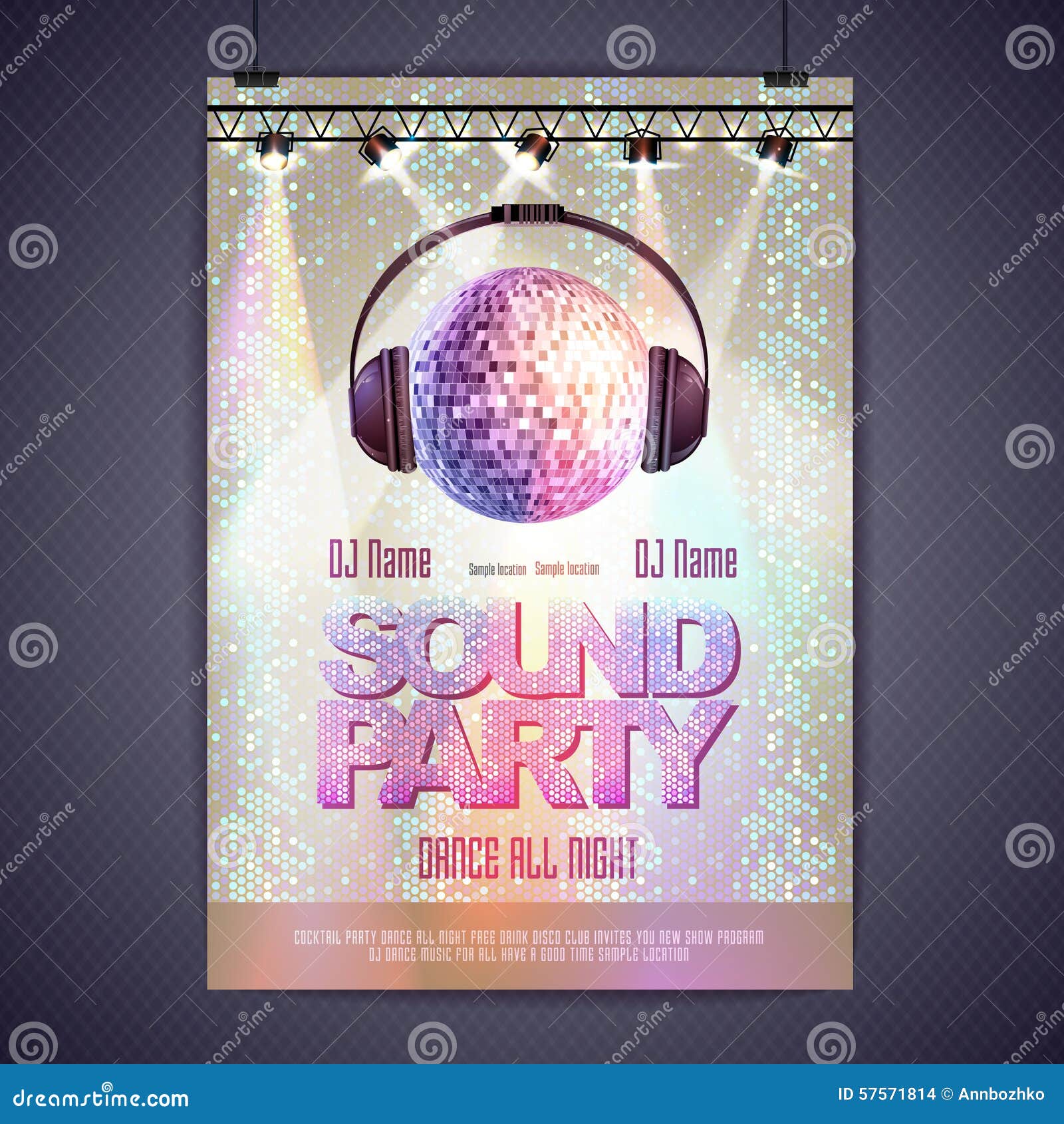 Disco poster sound party stock vector. Illustration of abstract - 57571814