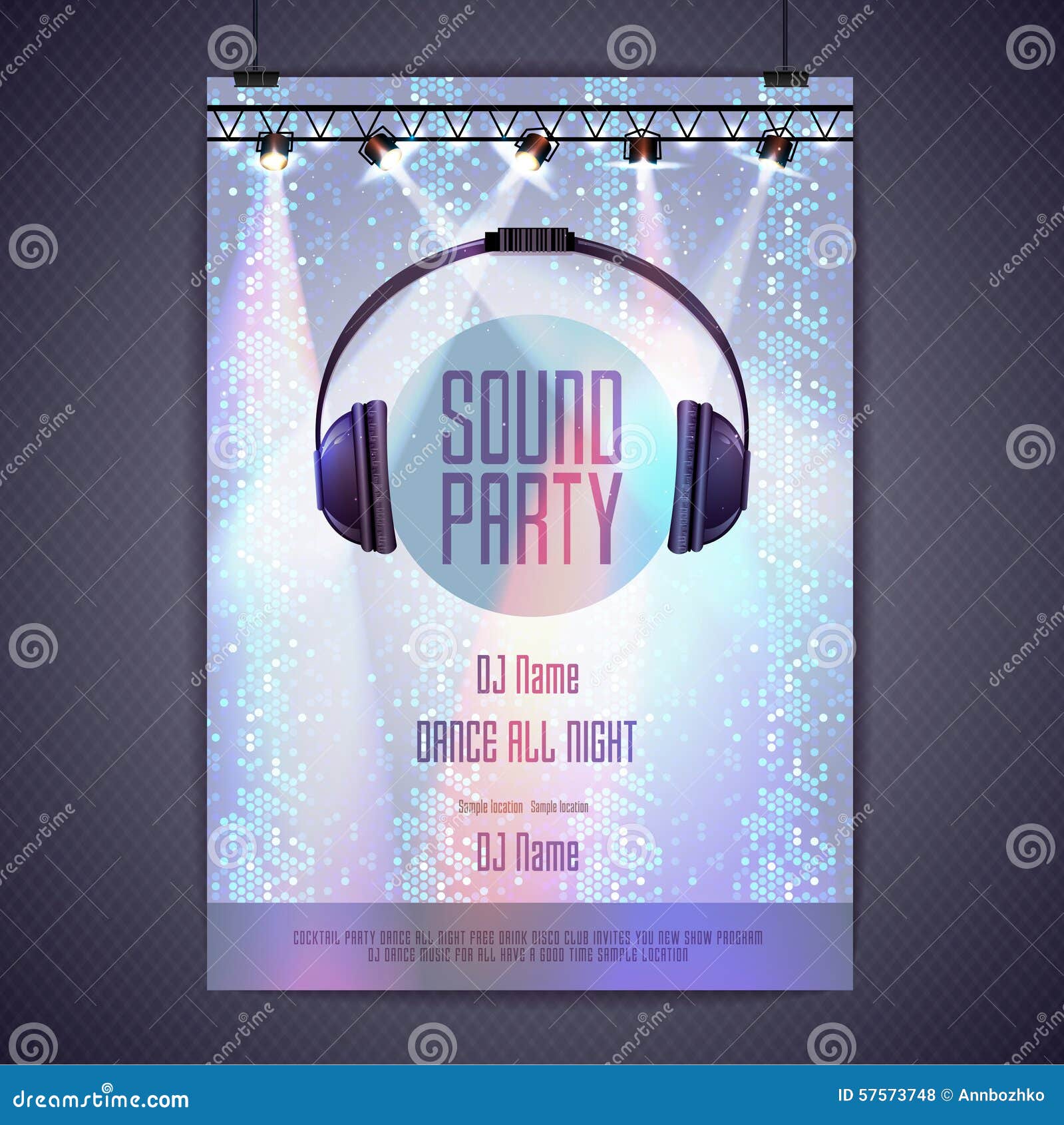 Disco poster sound party stock vector. Illustration of disco - 57573748
