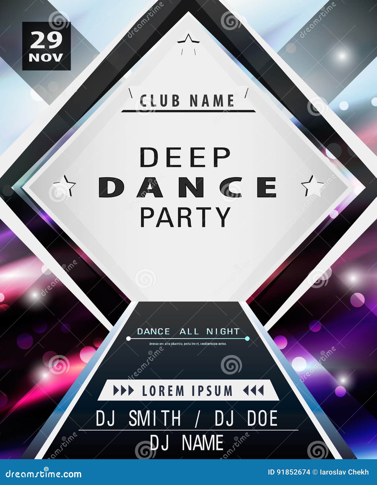 Disco poster template stock vector. Illustration of dark - 91852674