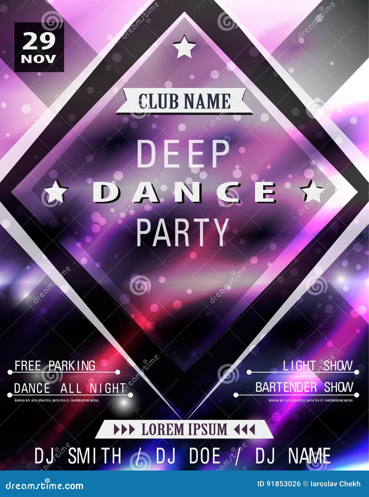 Disco poster template stock vector. Illustration of deep - 91853026