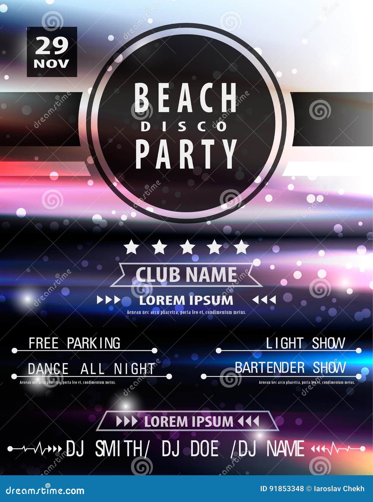 Disco poster template stock illustration. Illustration of disco - 91853348