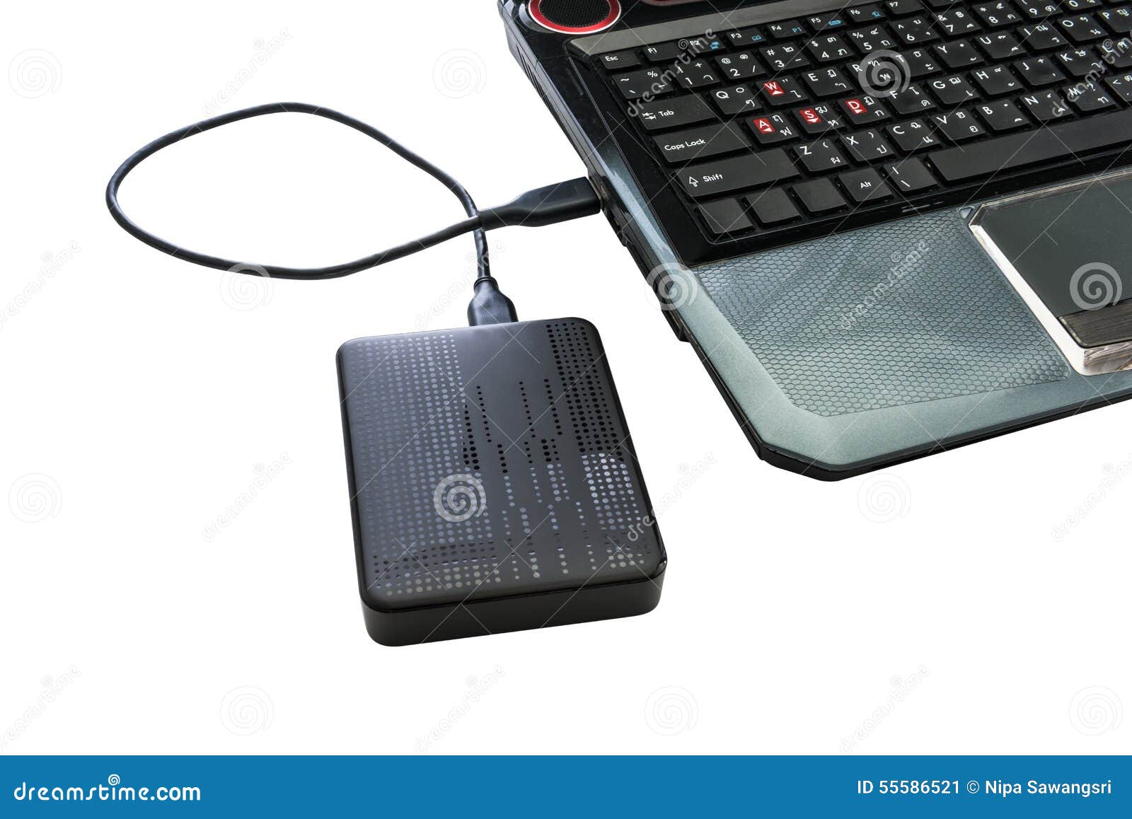 Disco Rigido Esterno Collegato Al Computer Portatile Immagine Stock ...