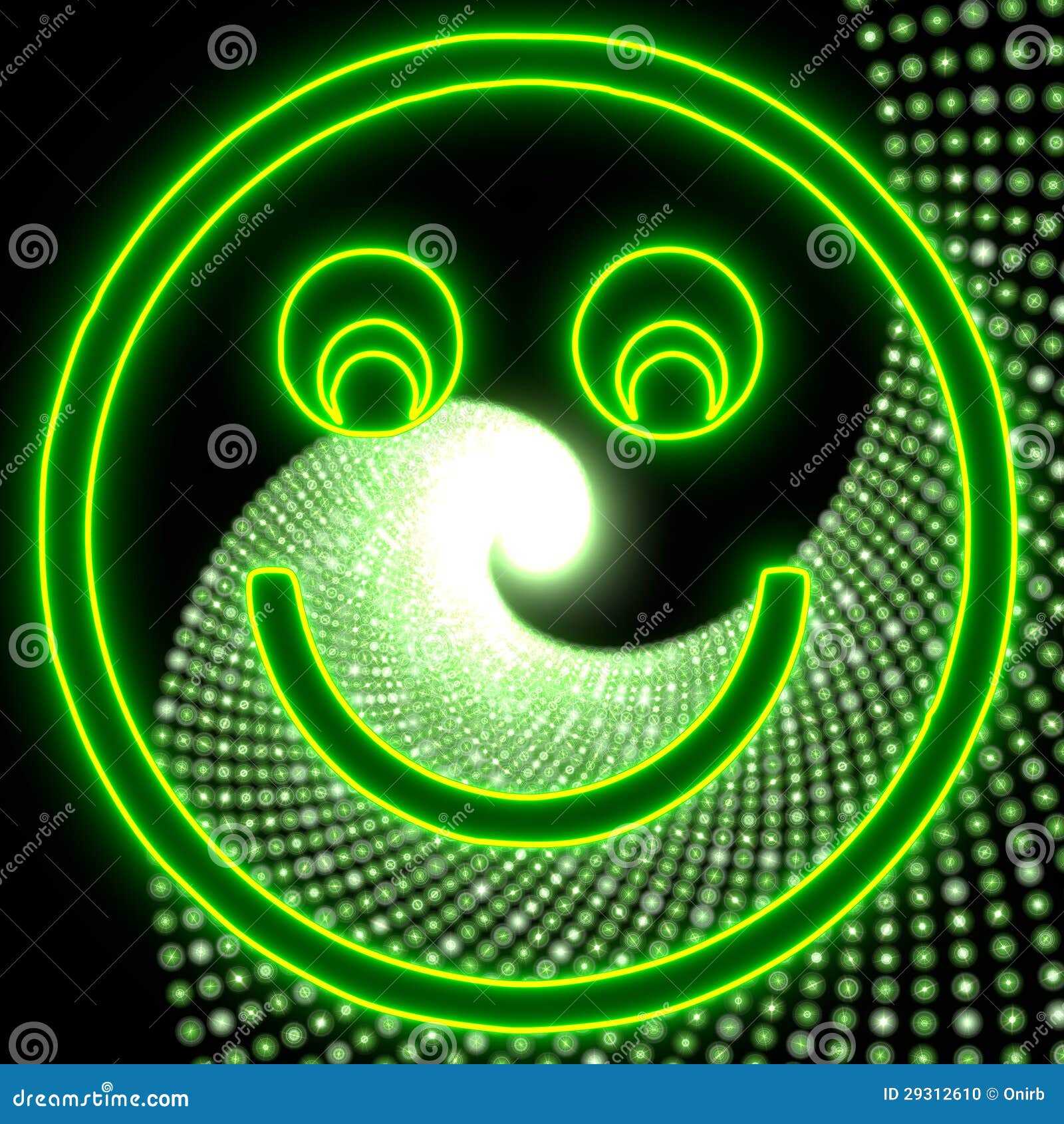 Disco Smile Light Smily Icon in Neon Green Stock Illustration ...