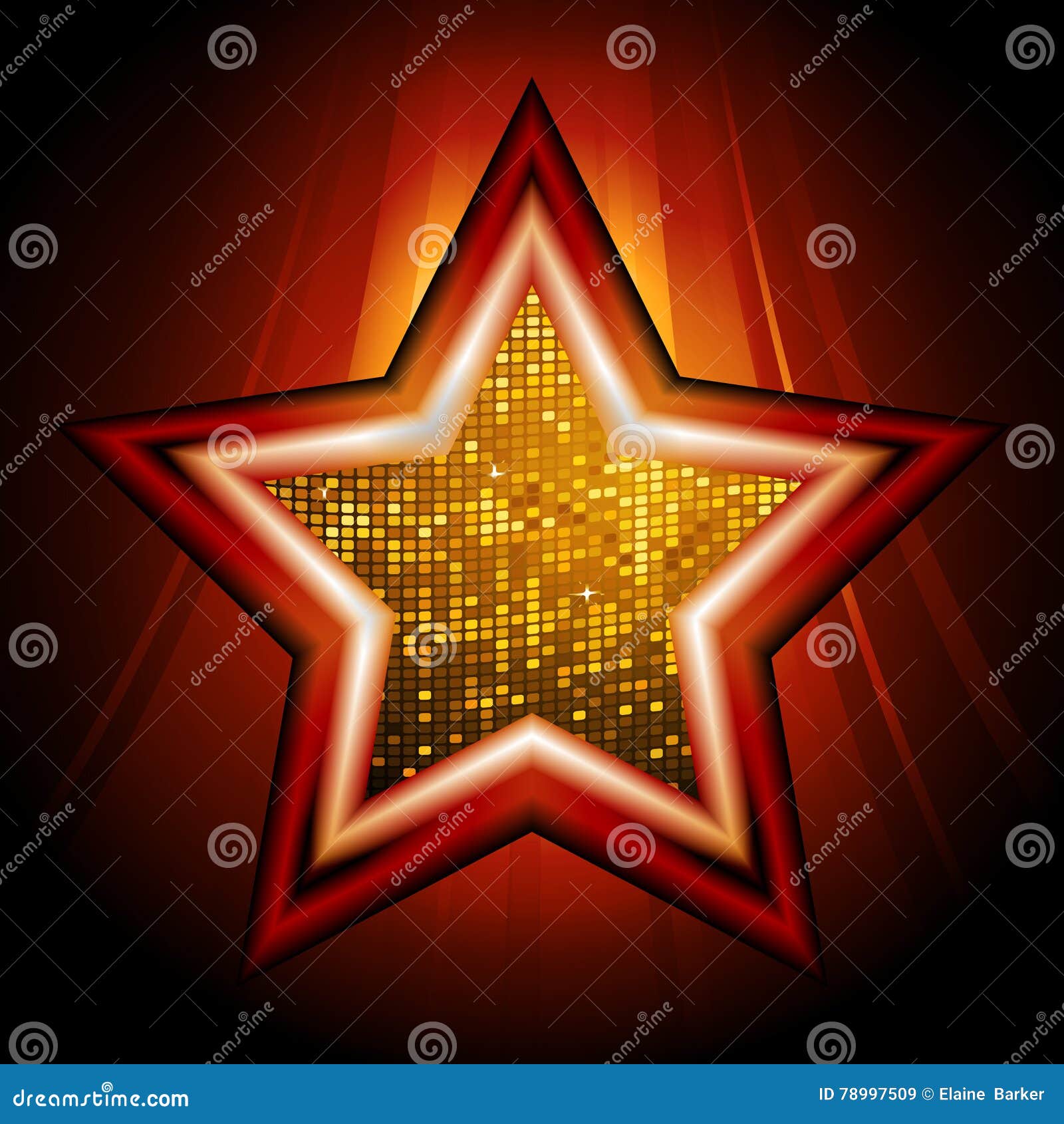 Disco Star Over Glowing Stripes Stock Illustration - Illustration of ...