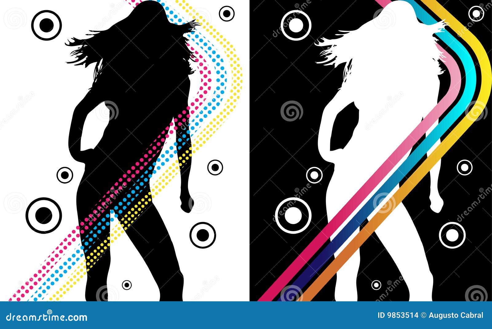 Disco Stripes Girl stock vector. Illustration of digital - 9853514