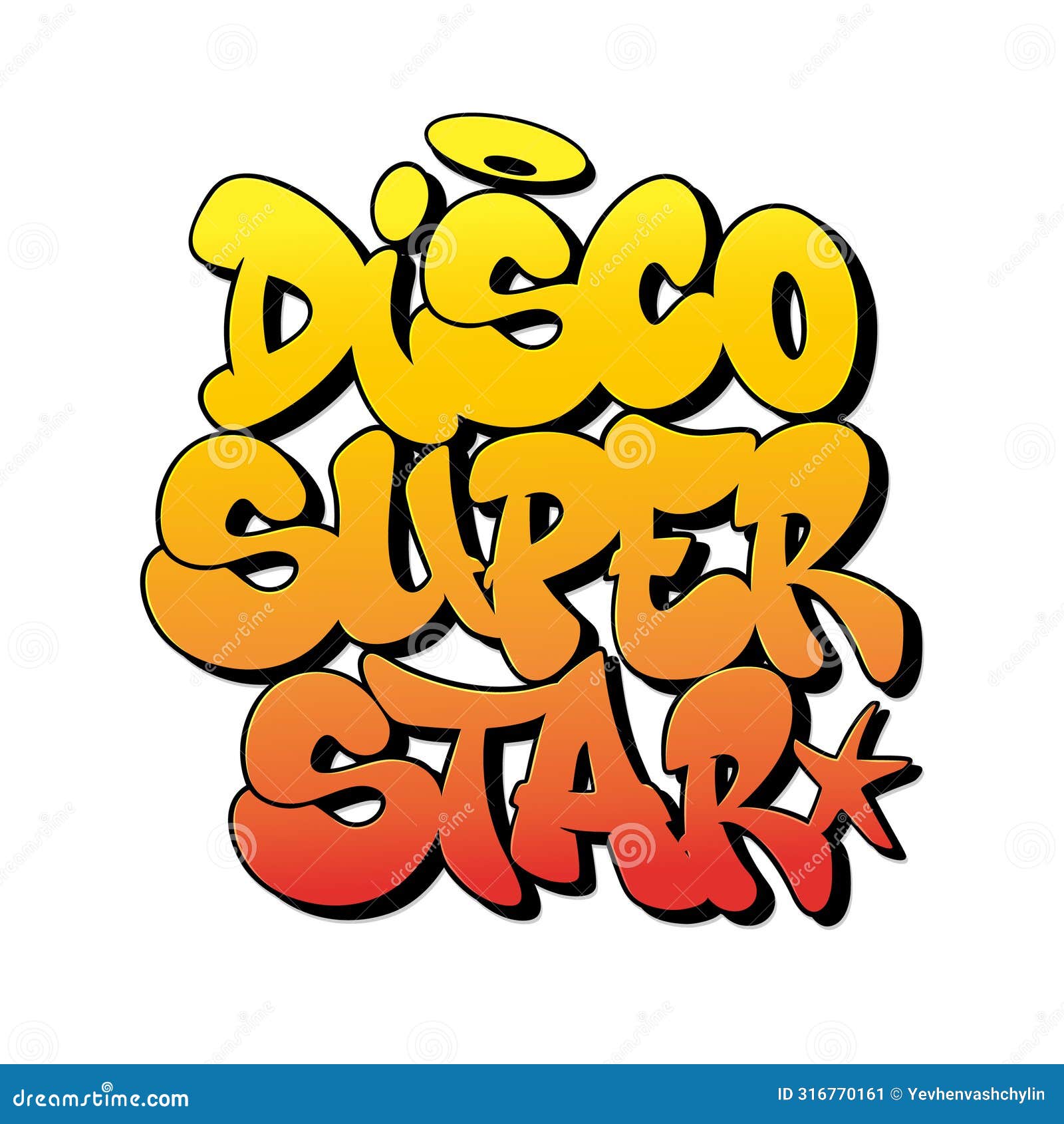 Disco Super Star Font in Graffiti Style. Vector Illustration. Stock ...