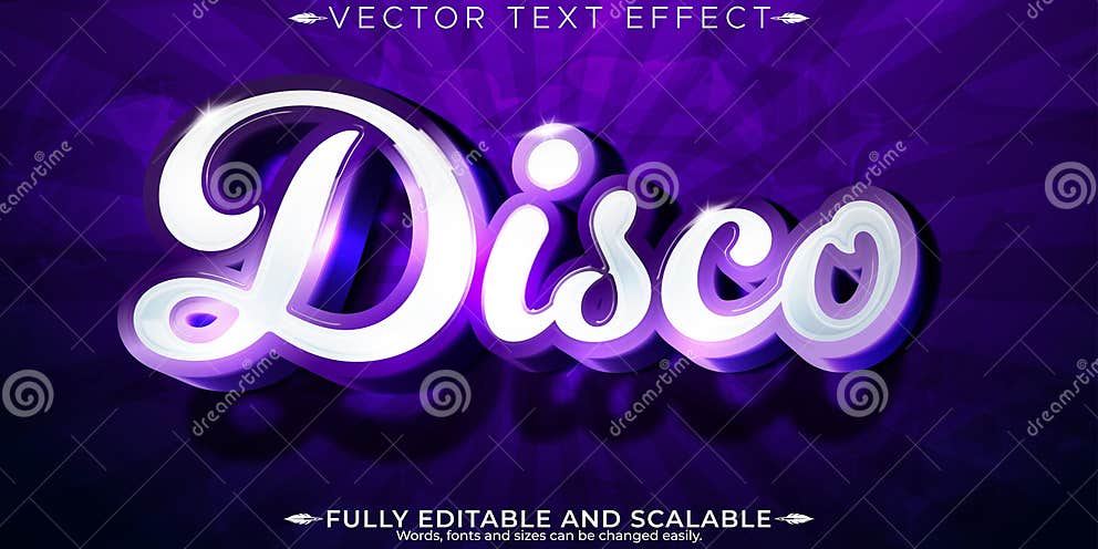 Disco Text Effect, Editable Music and Party Text Style Stock Vector ...