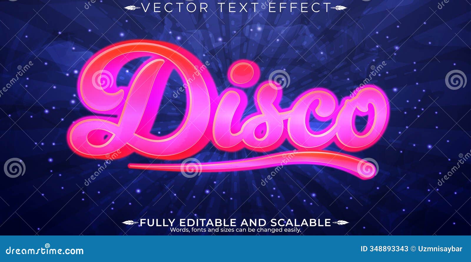 Disco Text Effect, Editable Music and Party Text Style Stock Vector ...