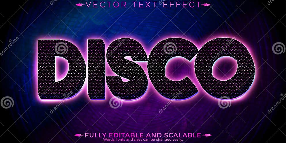 Disco Text Effect, Editable Music and Party Text Style Stock Vector ...