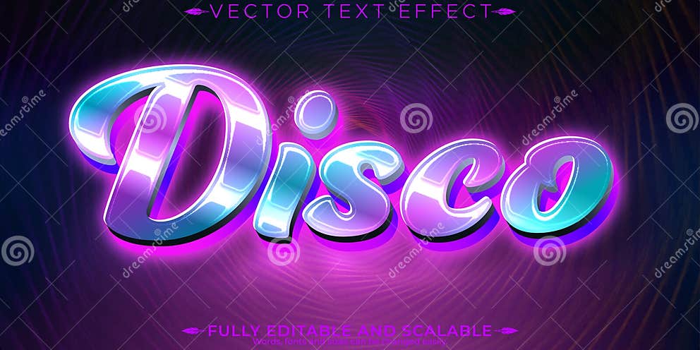 Disco Text Effect, Editable Music and Party Text Style Stock Vector ...