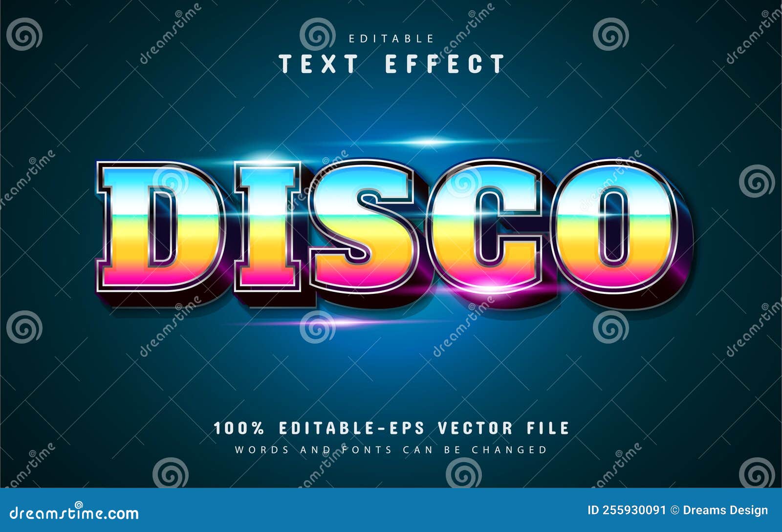 Disco Text Effect Retro Style Stock Vector - Illustration of scifi ...