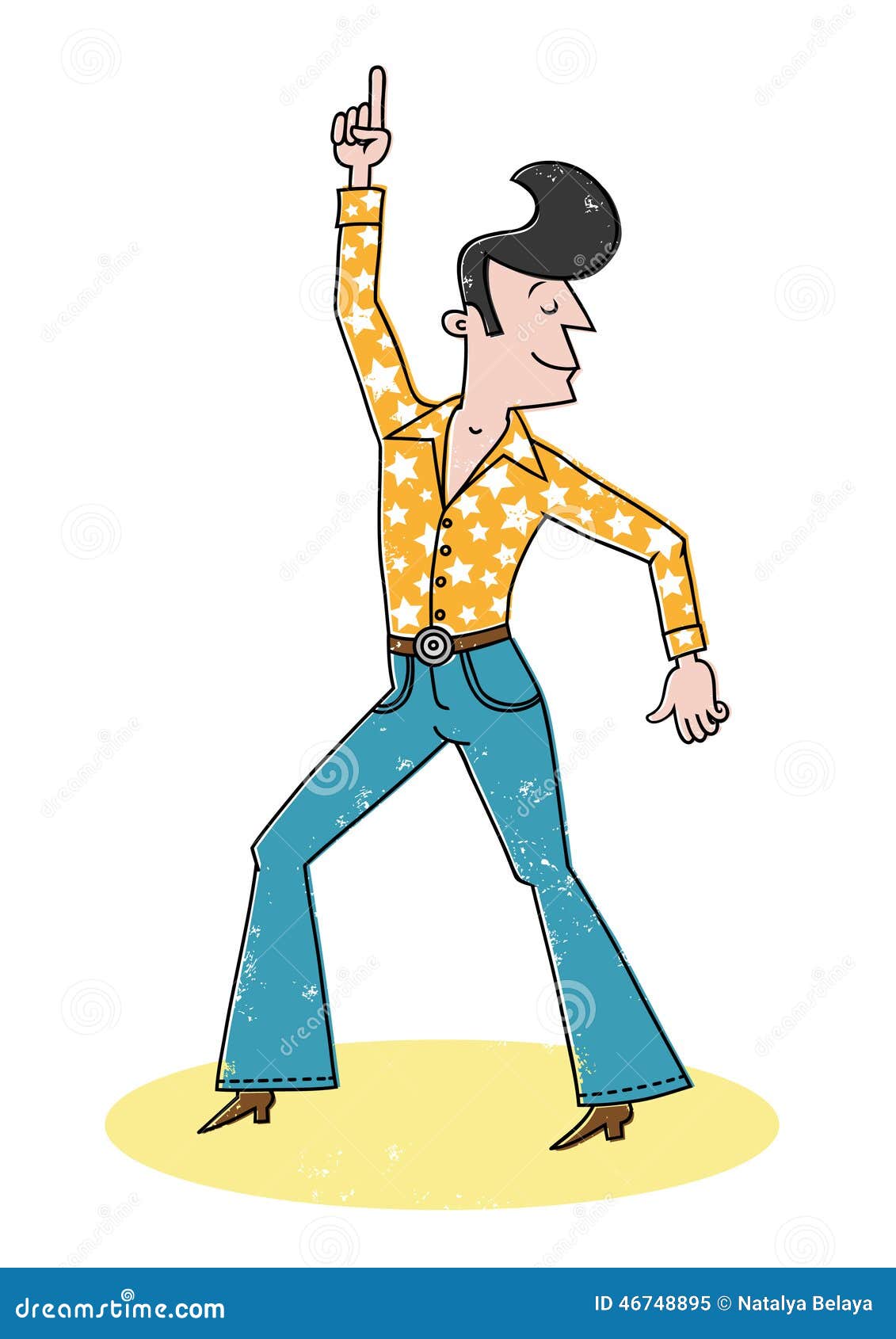 Disco Boy Rocker 80 In Leather Jacket Standing Pose Cartoon Vector ...
