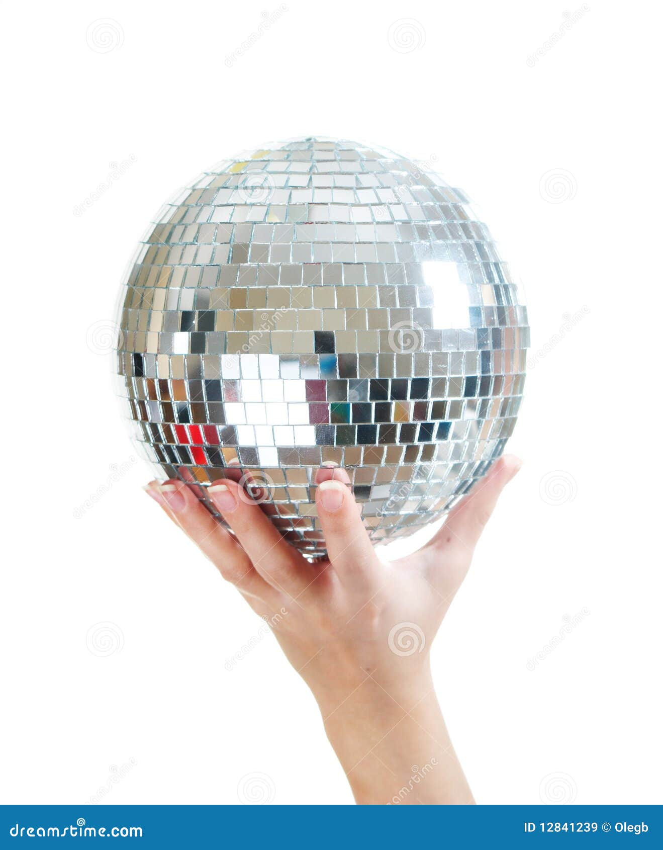 Discoball in hand stock image. Image of reflection, ball - 12841239