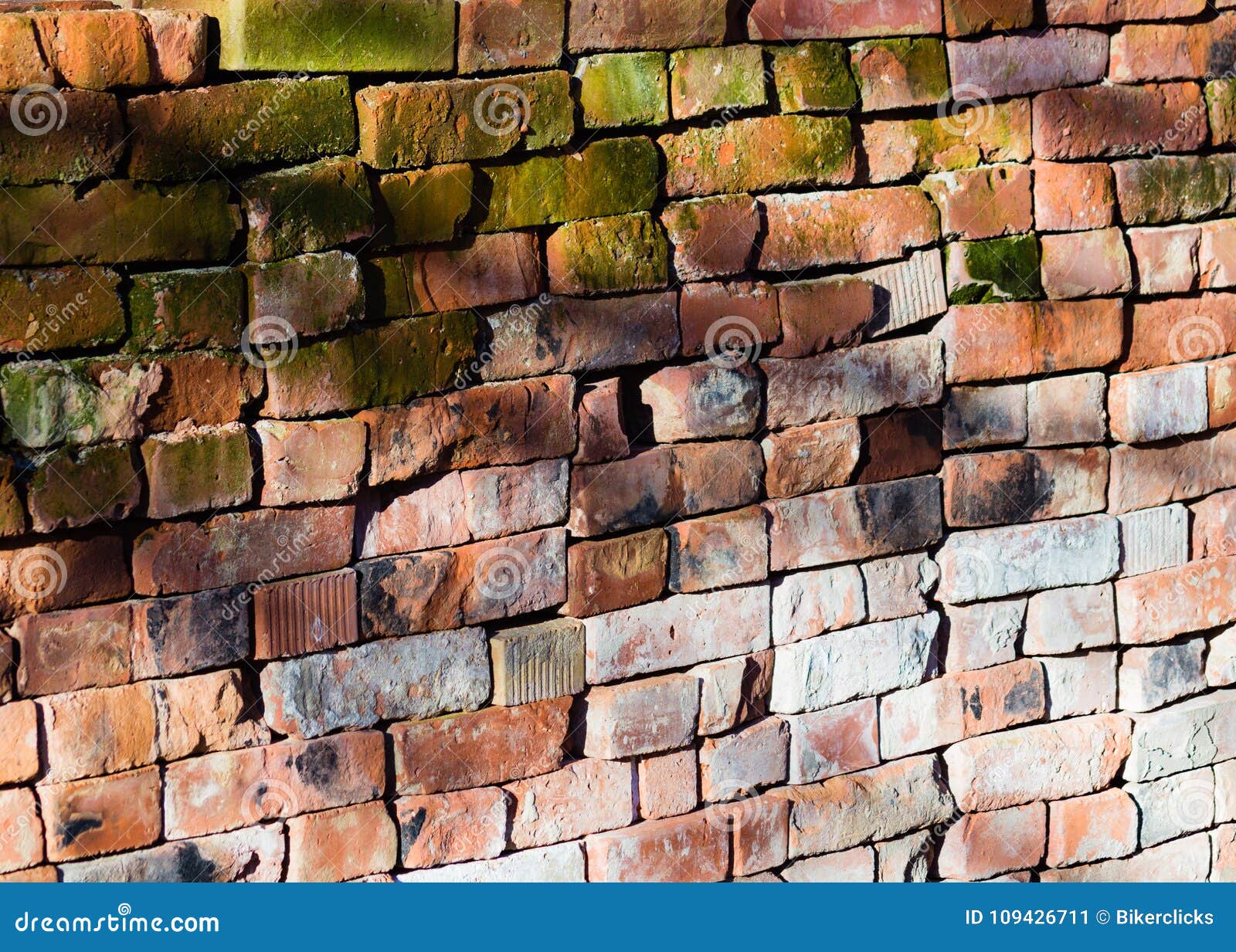 Discoloured Brickworks Made of Criss-cross Put Bricks, with Light-ray ...
