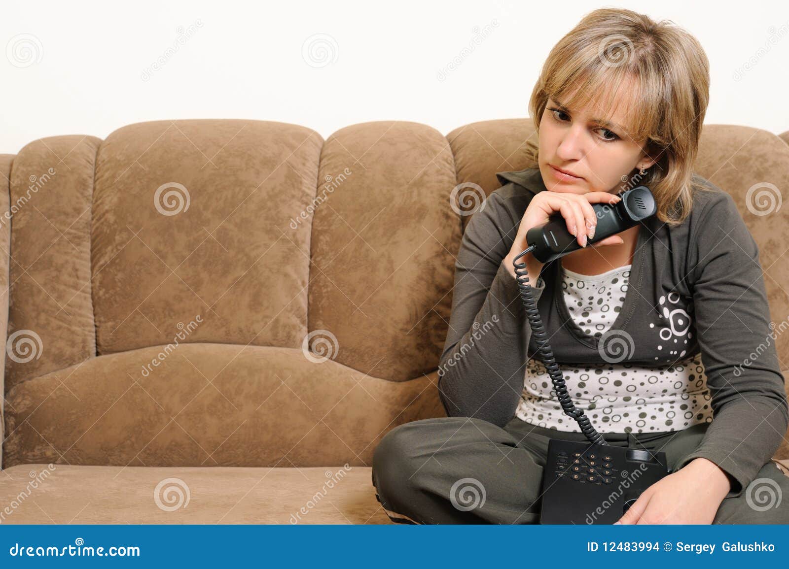 Disconcerted the Woman after Dialogue by Phone Stock Photo - Image of ...