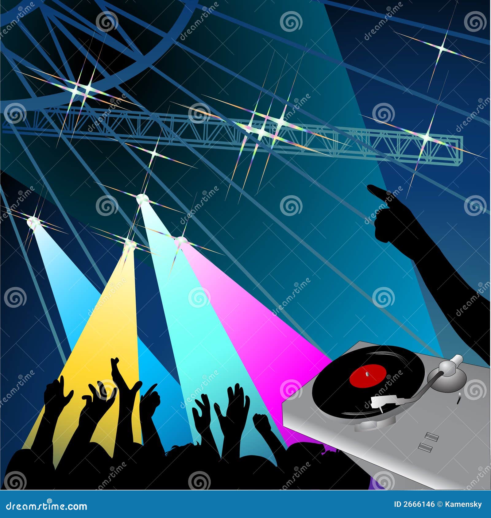 Disconight stock vector. Illustration of arms, crazy, black - 2666146