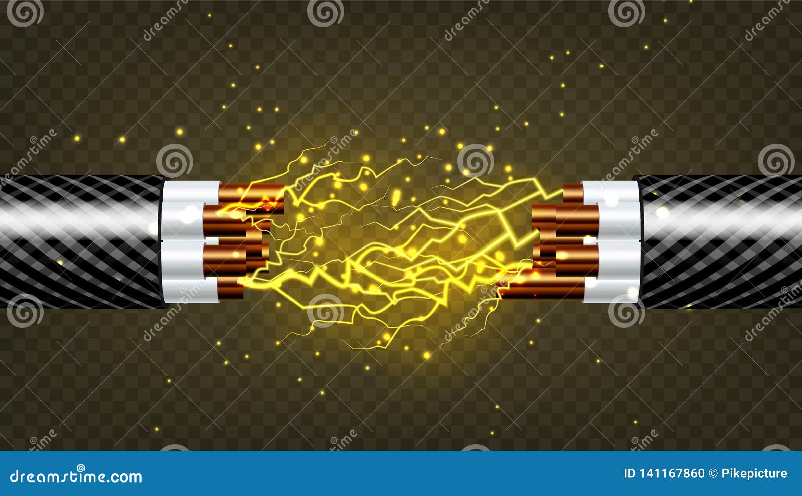 Disconnect Electric Cable Vector. Copper Wire Conductor. Communication ...