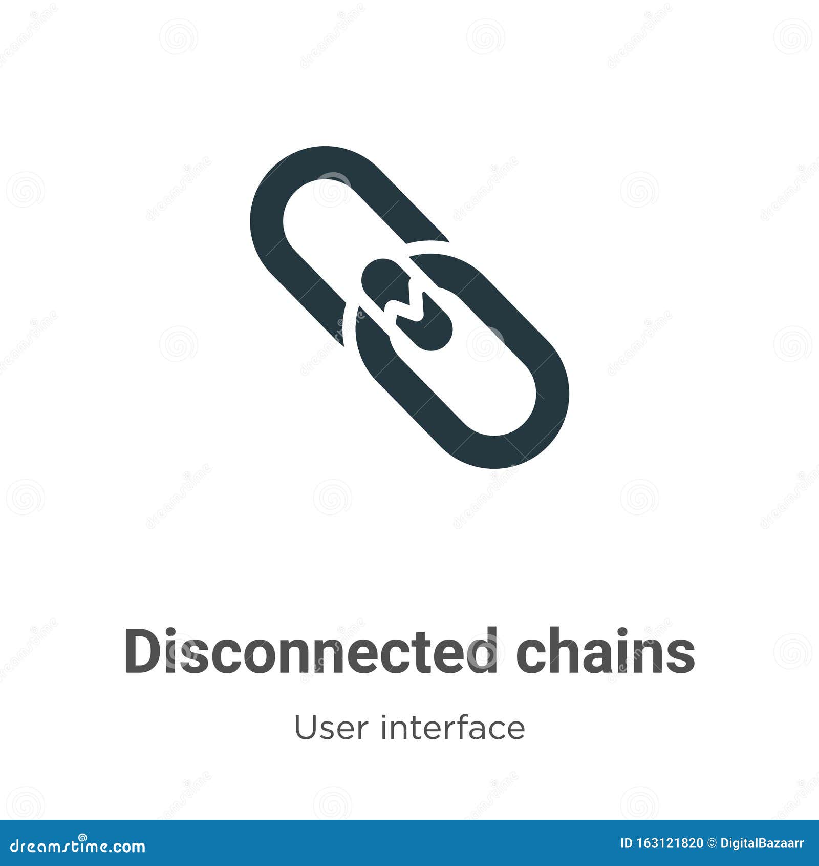 Disconnected Chains Vector Icon On White Background. Flat Vector ...