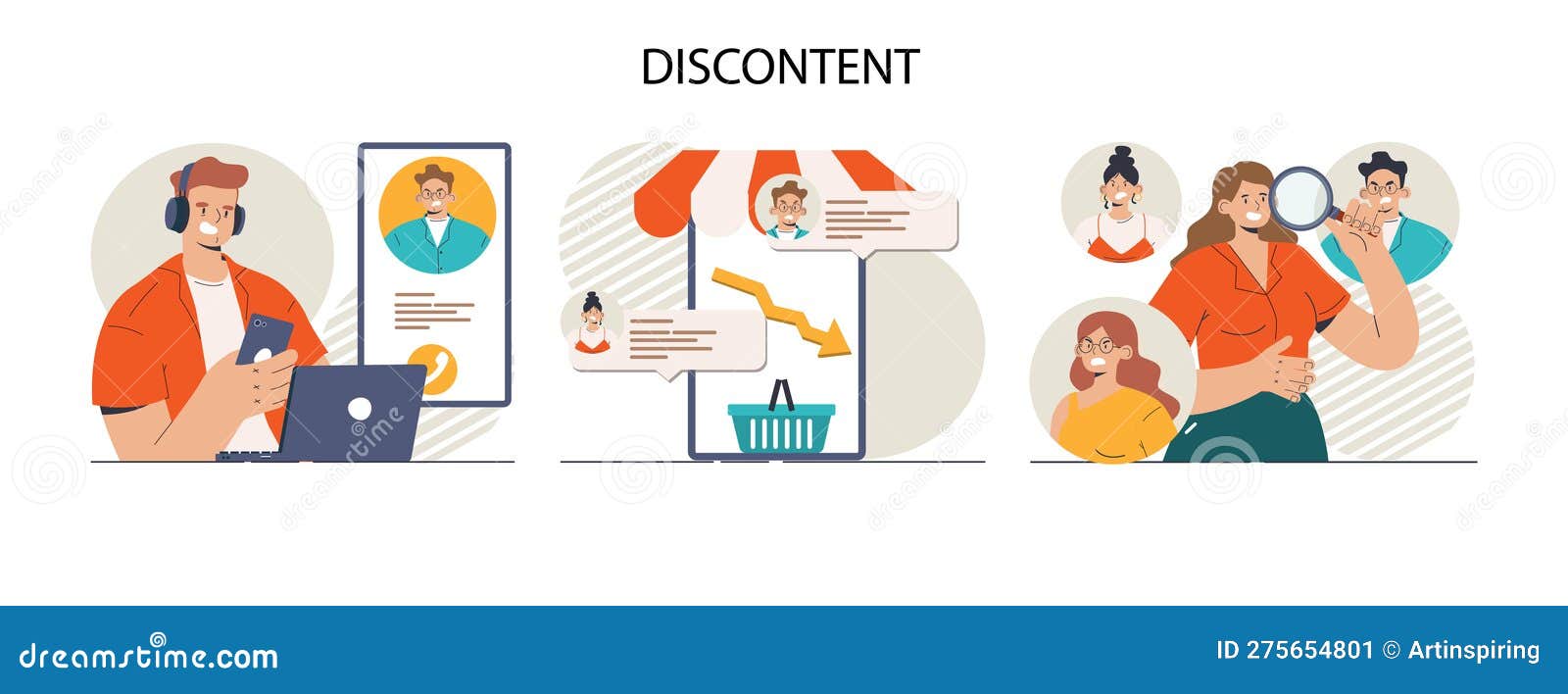 Discontent Concept Set. Dissatisfaction of Product or Service, Negative ...