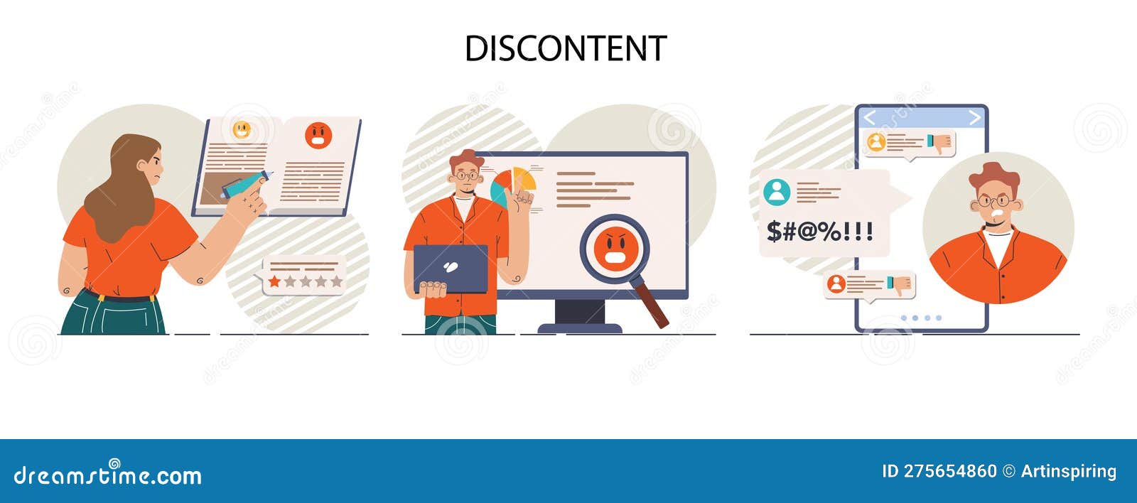 Discontent Concept Set. Dissatisfaction of Product or Service, Negative ...