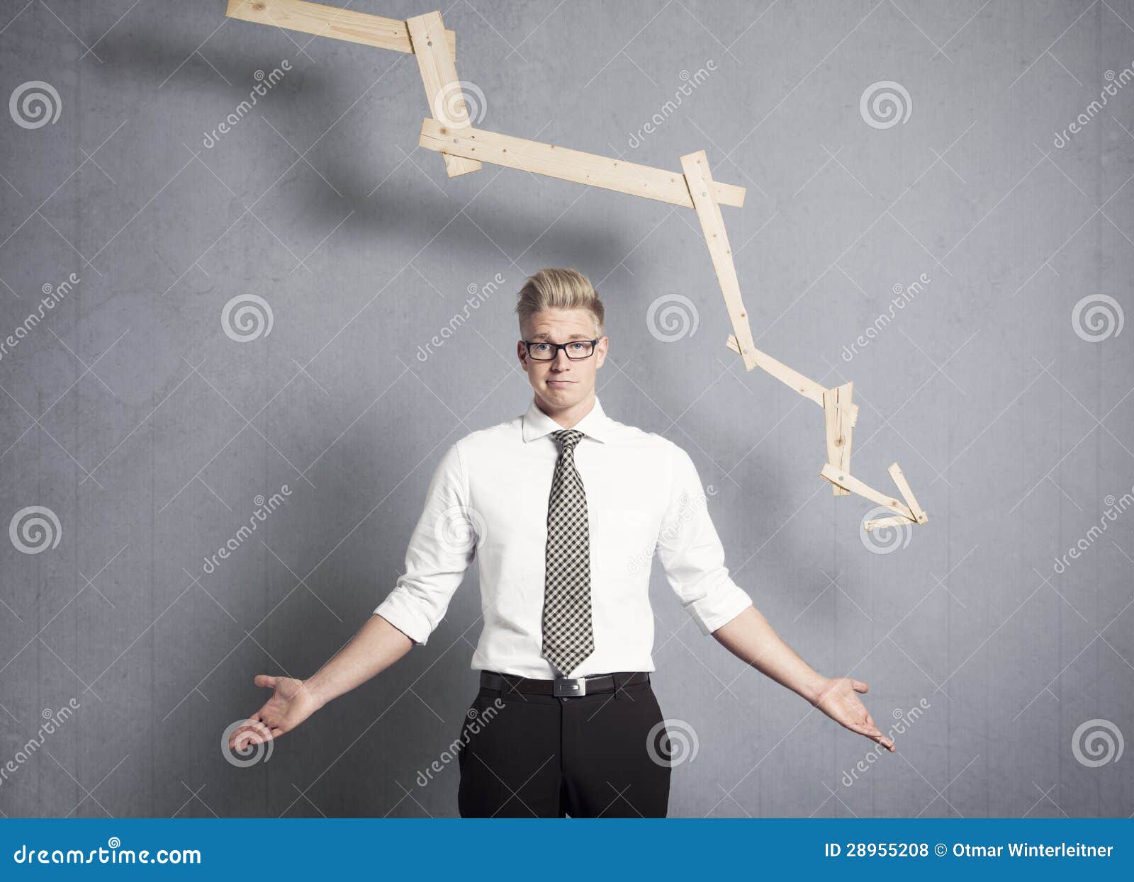 Discontented Businessman in Front of Graph with Negative Trend. Stock ...