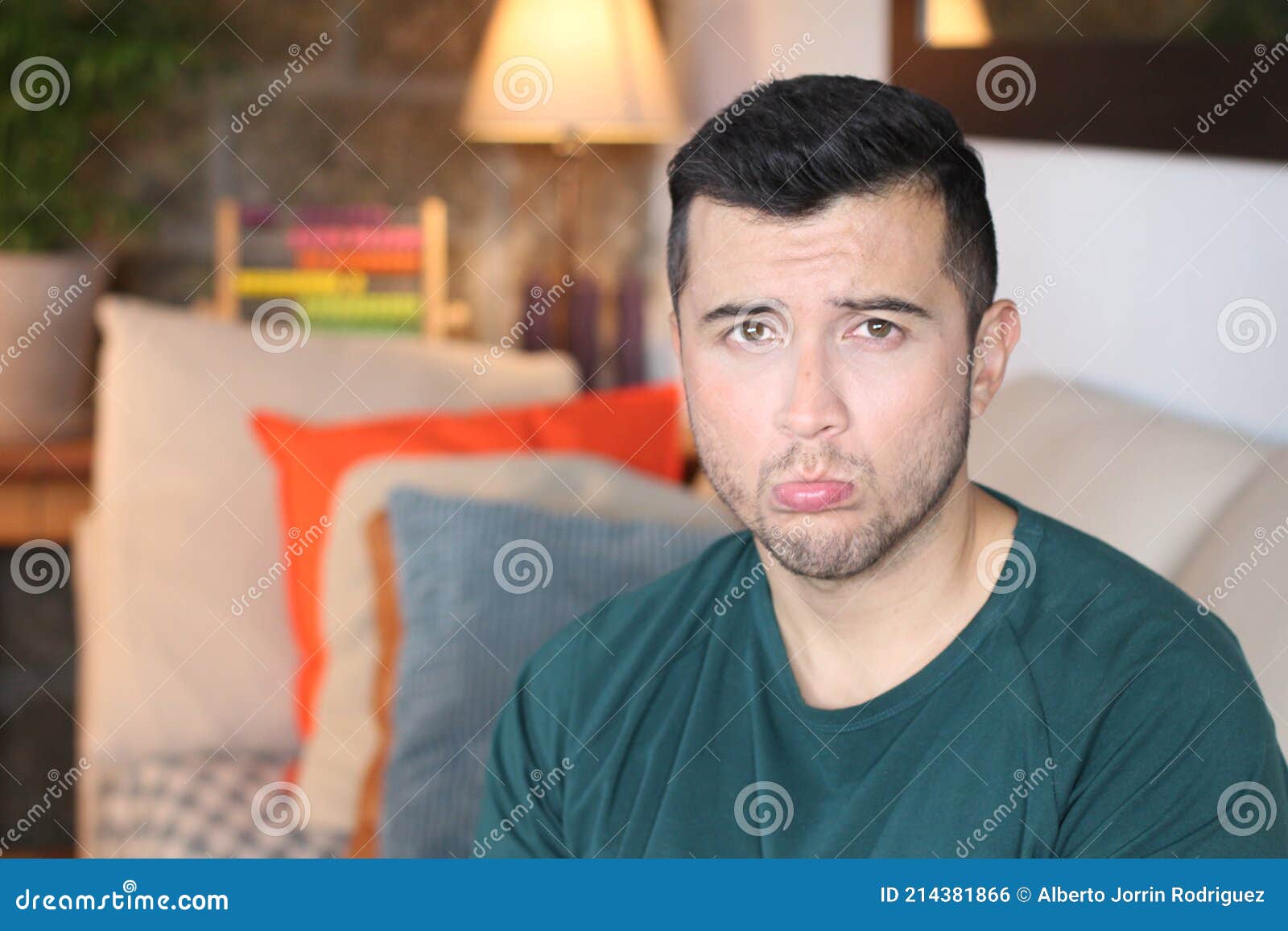 Discontented Young Man at Home Stock Photo - Image of depressed ...