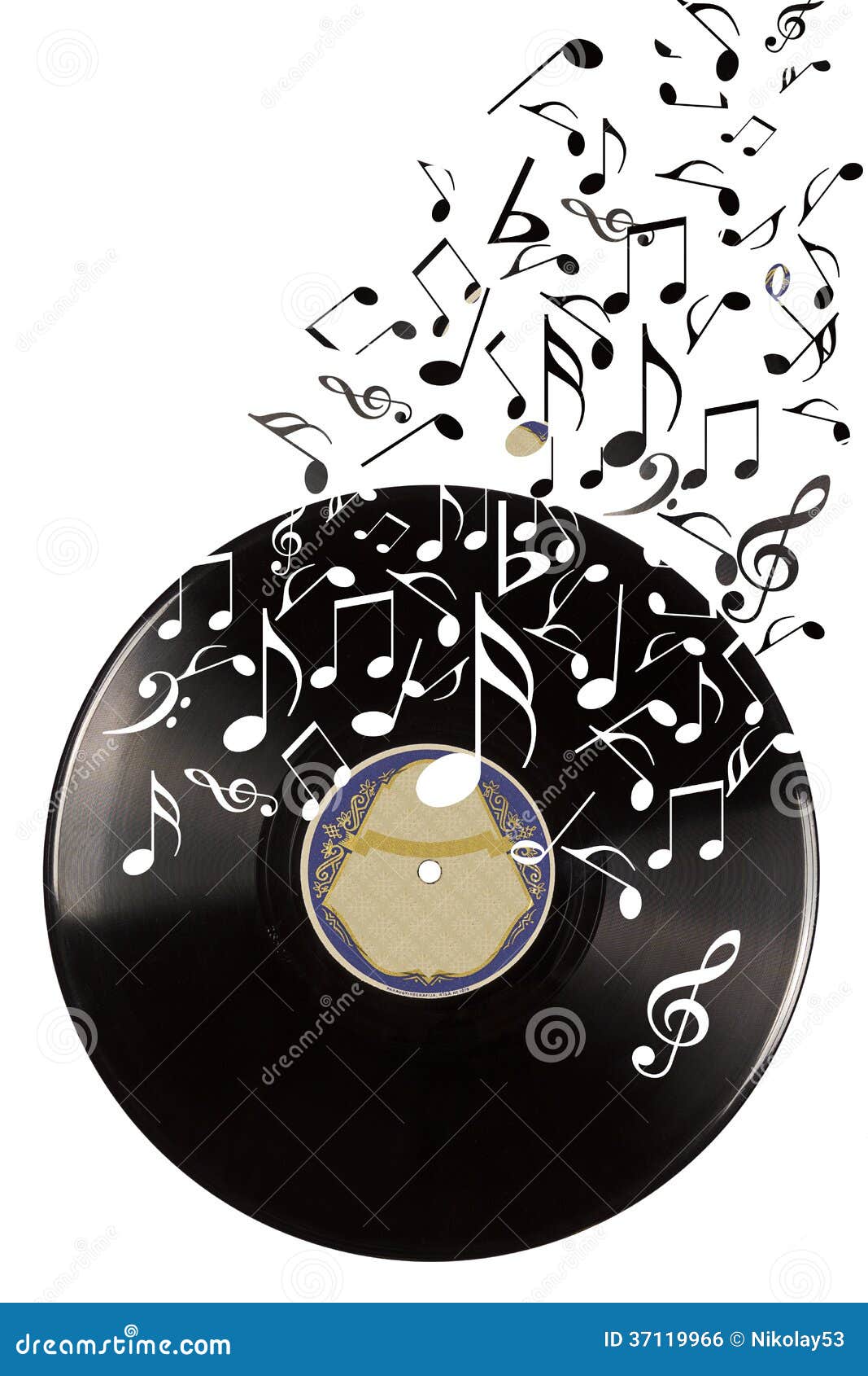 Discos De Vinilo Y Notas Musicales. Stock de ilustración - Ilustración ...