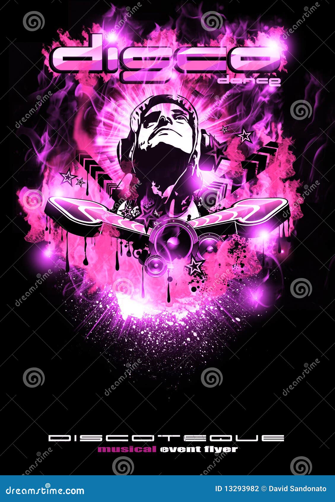 Discoteque Night Background Stock Illustration - Illustration of retro ...